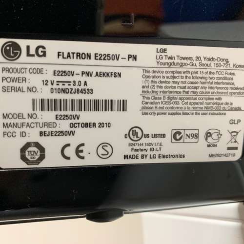 LG 21寸電腦Mon。E2250 - 二手或全新顯示器, 電腦 - DCFever.com