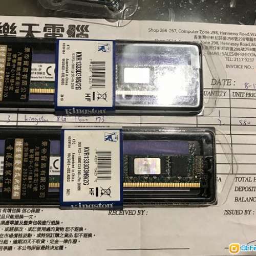 Kingston DDR3 1600 8GB Ram - KVR16N11/8-SP, 有單 - 二手或全新RAM 記憶體, 電腦 ...