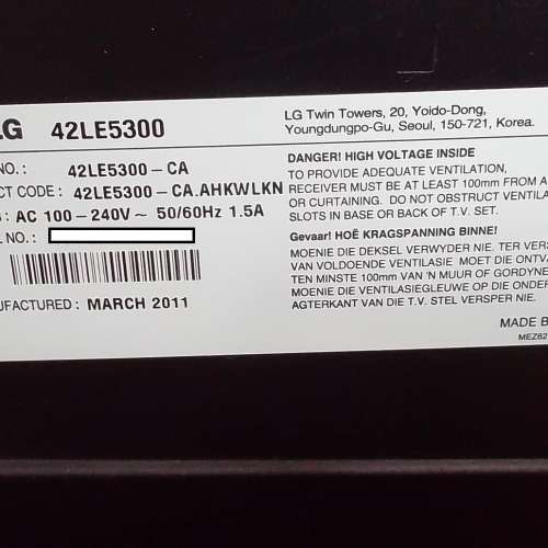 LG 42” LED iDTV 正常運作. 型號: 42LE5300-CA - 二手或全新電視, 影音產品 - DCFever.com