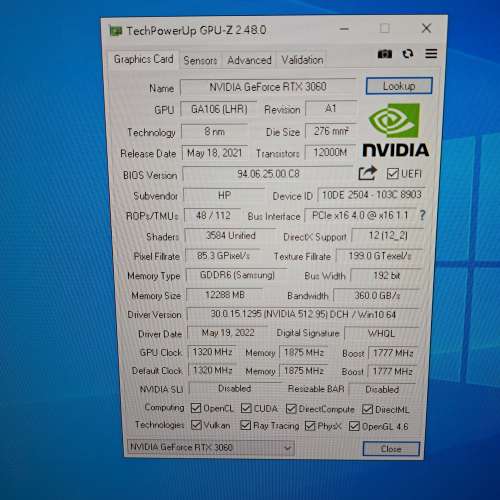 HP 3060 LHR 12G - 二手或全新顯示卡, 電腦 - DCFever.com