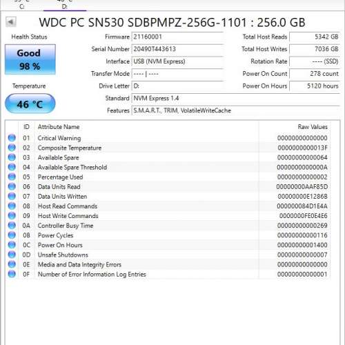 WD SN530 SSD NVME 256G 2242 - 二手或全新SSD/硬碟機, 電腦 - DCFever.com