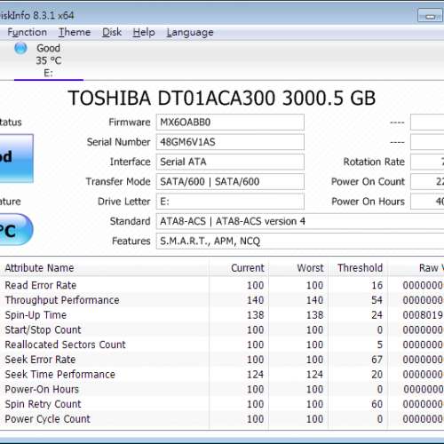 95%new TOSHIBA DT01ACA300 3tb hard disk - 二手或全新SSD/硬碟機, 電腦 - DCFever.com