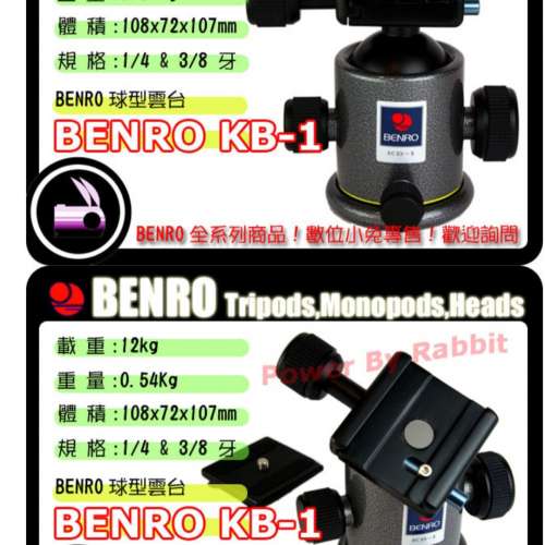 Benro KB-1 球形雲台 - 二手或全新腳架, 攝影產品 - DCFever.com