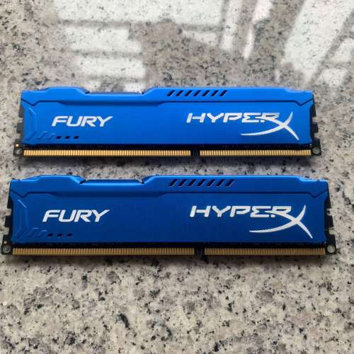 HyperX Fury Blue DDR3 1600MHz 8GB 兩條, 桌上記憶體,永保, XMP - 二手或全新RAM 記憶體, 電腦 ...