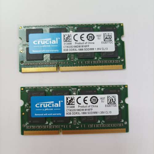 2 X Crucial DDR3L 8G Ram 1866 for imac or Notebook - 二手或全新RAM 記憶體, 電腦 - DCFever.com