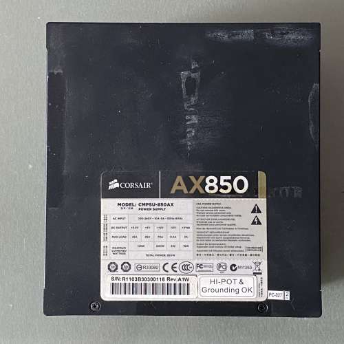 Corsair AX850 850W 80Plus Gold 火牛 - 二手或全新機箱電源散熱, 電腦 - DCFever.com