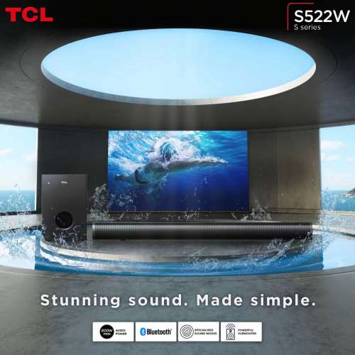 TCL Soundbar s522w 2.1 聲道無線重低音揚聲器 - 二手或全新音響組合, 影音產品 - DCFever.com