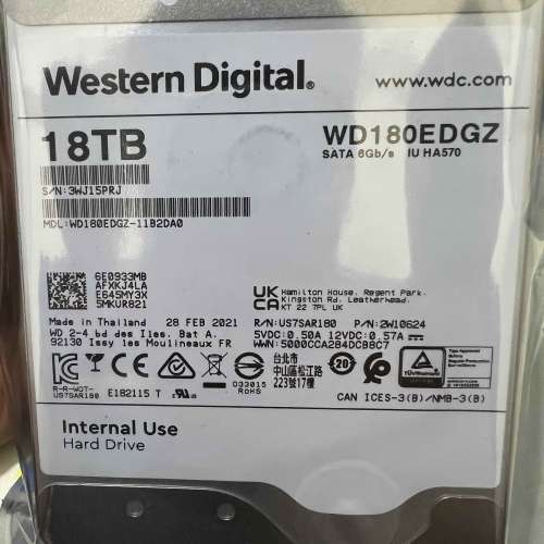 WD180EDGZ 18TB HDD 行貨 保至2026年2月28 - 二手或全新SSD/硬碟機, 電腦 - DCFever.com