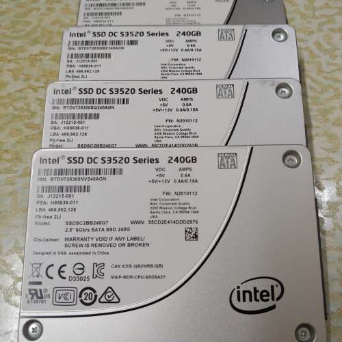 Intel SSD DC S3520 Series 240GB - 二手或全新SSD/硬碟機, 電腦 - DCFever.com