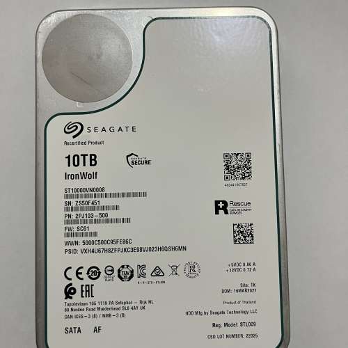 99%新Seagate ST100000VN0008 10TB SATA 7200RPM 硬碟 土瓜灣站交收 - 二手或全新SSD/硬碟機 ...