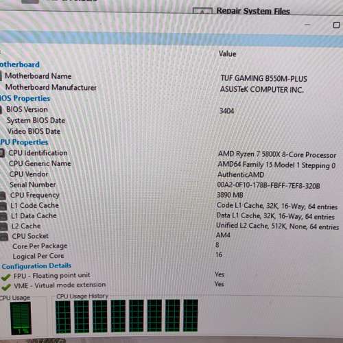 AMD Ryzen 7 5800X ASUS TUF B550M-PLUS 主板 64G DDR4 ram - 二手或全新CPU, 電腦 - DCFever.com