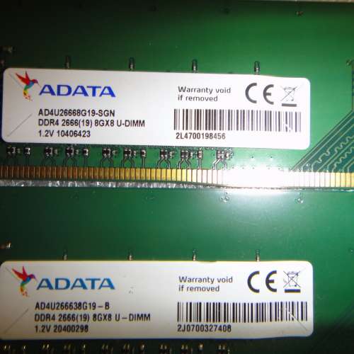 Desktop Ram A-Data 8Gx2 共16GB DDR4 2666 單面 - 二手或全新RAM 記憶體, 電腦 - DCFever.com