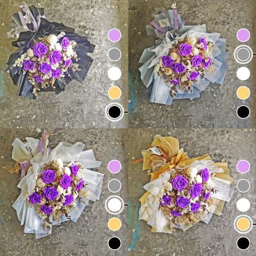 [QuadrupleFlower] 💐 ️ 典雅.VIII | 深紫色 玫瑰永生花束 Preserved Flower Rose Bouquet - 二手或全新其它, 潮流及名牌 ...