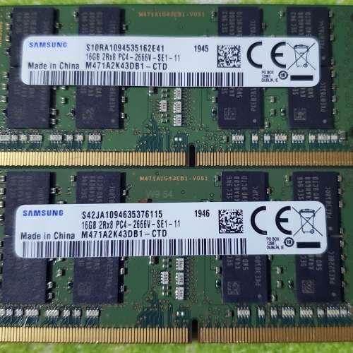 Lenovo Samsung 16GB DDR4-2666 (2Rx8 PC4-2666V-SE1-11) SO-DIMM notebook ram - 二手或全新RAM 記憶體, 電腦 ...