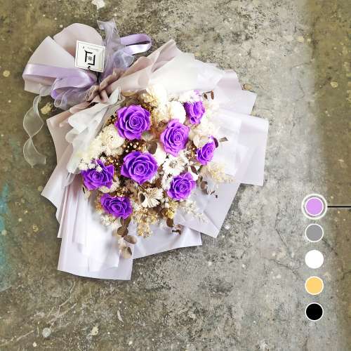 [QuadrupleFlower] 💐 ️ 典雅.VIII | 深紫色 玫瑰永生花束 Preserved Flower Rose Bouquet - 二手或全新其它, 潮流及名牌 ...