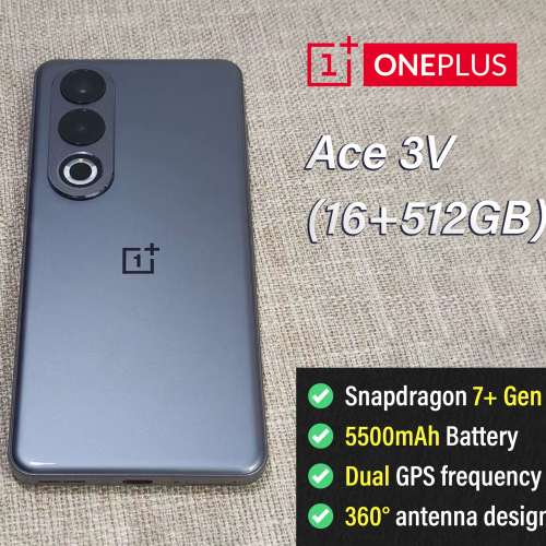 【98% NEW】 OnePlus Ace3V (16+512GB) Grey 5500mAh 100W 7+Gen3 Can use Google Play - 二手或全新Android ...