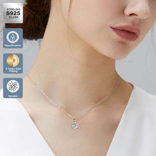 1卡莫桑鑽石吊墜吊飾s925純銀項鍊頸鍊 925 Sterling Silver Moissanite Diamond Pendant Necklace - 二手或全新飾物, 潮流及名牌 ...