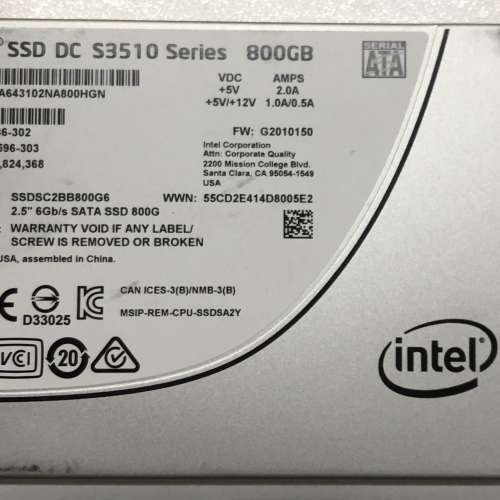 多件 Intel SSD DC S3510 800GB SATA 2.5 企業固態硬盤 - 二手或全新SSD/硬碟機, 電腦 - DCFever.com