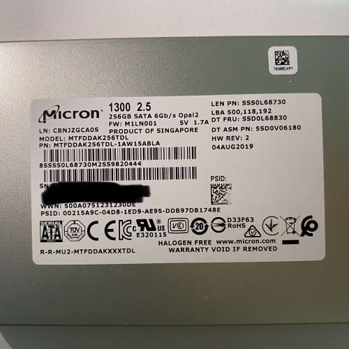 Micron 1300 256GB 2.5" SATA SSD - 二手或全新SSD/硬碟機, 電腦 - DCFever.com