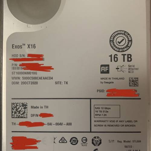 Dell Seagate sas 16T 3.5吋 ST16000NM010G Exos X16 有多個 - 二手或全新SSD/硬碟機, 電腦 - DCFever.com