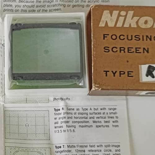 放一個Used (好少有) Nikon Focusing Screen Type R for Nikon 大F 同 F2相機 - 二手或全新 ...