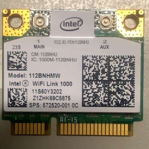 Intel 802.11n 112BNHMW 300Mbps Wireless WiFi Mini-PCIE card 手提電腦用 - 二手或 ...