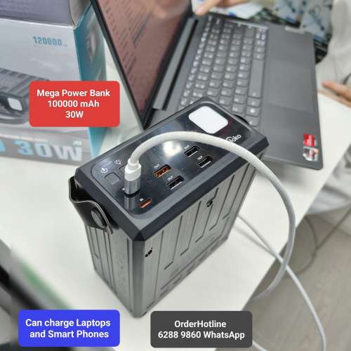 Mega Power Bank 120000 mAh. Super Fast Charger 30W. LED lights built-in ...