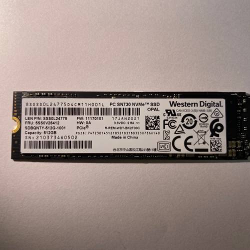 Western Digital WD SN730 512GB m.2 nvme PCIE 3.0 SSD - 二手或全新SSD/硬碟機, 電腦 ...